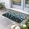 Blue Peony Floral Doormat Retro Blue Gradient Flowers Leaf Dark Green ...