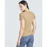 Real Essentials 4 Pack: Women's Ribbed Knit Short Sleeve Crew Neck T ...