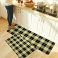 Kitchen Rugs Sets 2 Pces, Yellow Black Lattice Checkered Plaid Gingham ...
