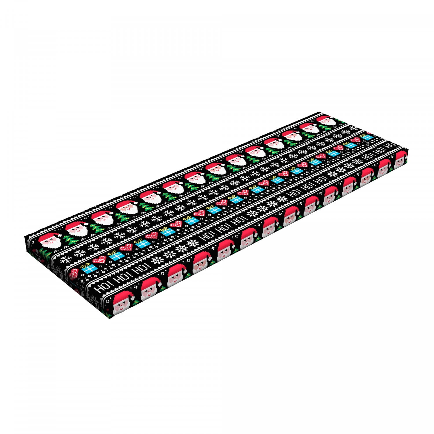 Christmas Bench Pad, Nordic Norwegian Traditional Retro Patterns Hearts ...