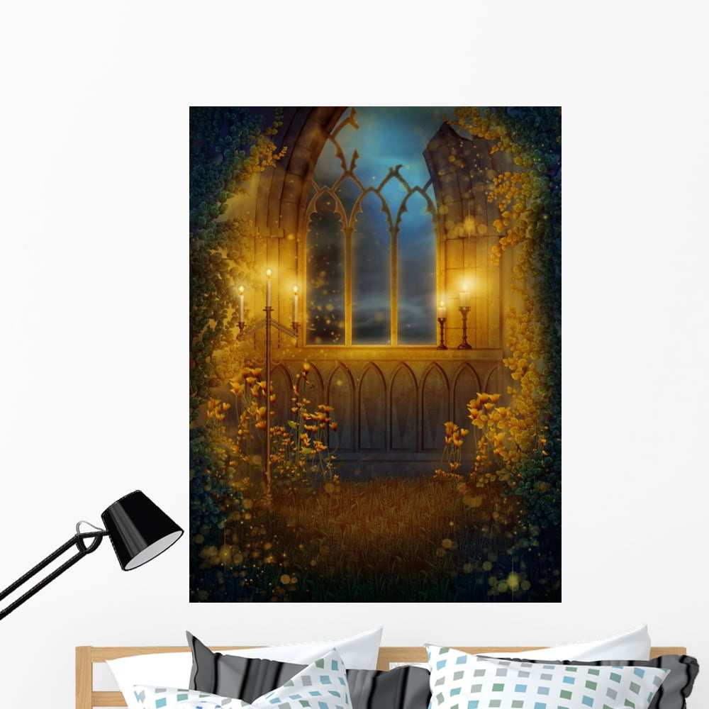 Window Ruins Castle with Wall Mural by Wallmonkeys Peel and Stick ...