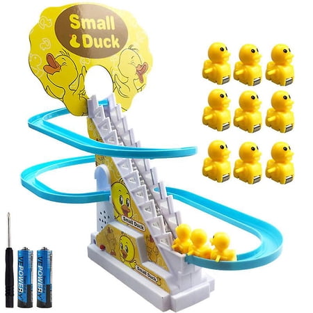 Electric Duck Climbing Stairs Toy Small Duck Chasing Playset Duck Race ...