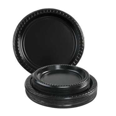 PLASTICPRO 6” Elegant Black Disposable Plates for Parties, Durable ...