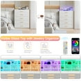 FCH Drawer Dresser for Bedroom with Tempered Glass Top, 5 Drawers, LED ...