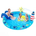 LIANGKA 74 Inflatable Marine Spray Pool with Shark Slide & Lighthouse ...