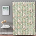 Bathroom Shower Curtain Camellia Vintage Flower Green Leaves Waterproof ...