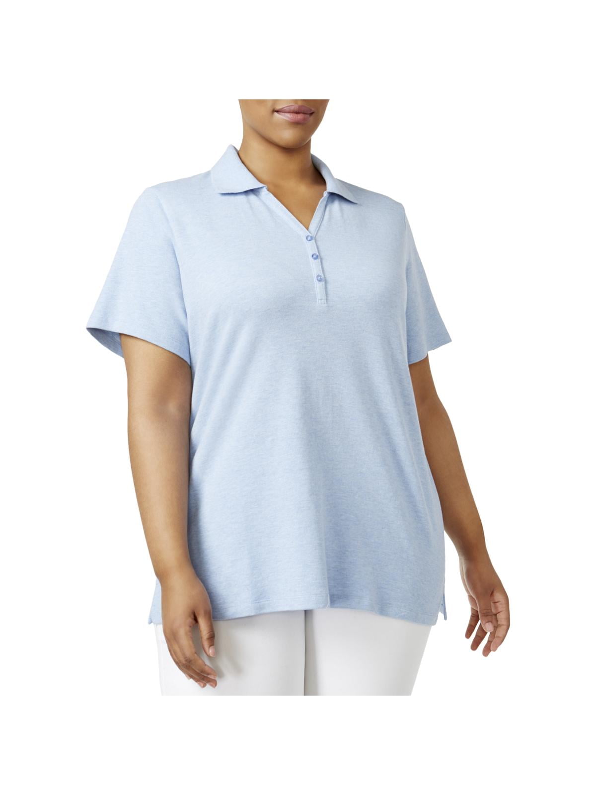 Karen Scott Womens Plus Collared Split Neck Polo Top - Walmart.com