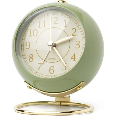 HISRFO 1 Piece Green Desk Clock Battery Powered, Bedroom Silent Alarm ...