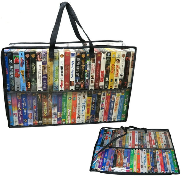 Evelots VHS Movie Tape Storage Bag/Case, Clear PVC Plastic-Holds 50 ...