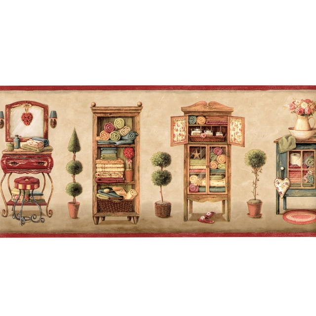 Trimz Country Old Fashioned Vanities Kitchen & Bath Wallpaper Border ...