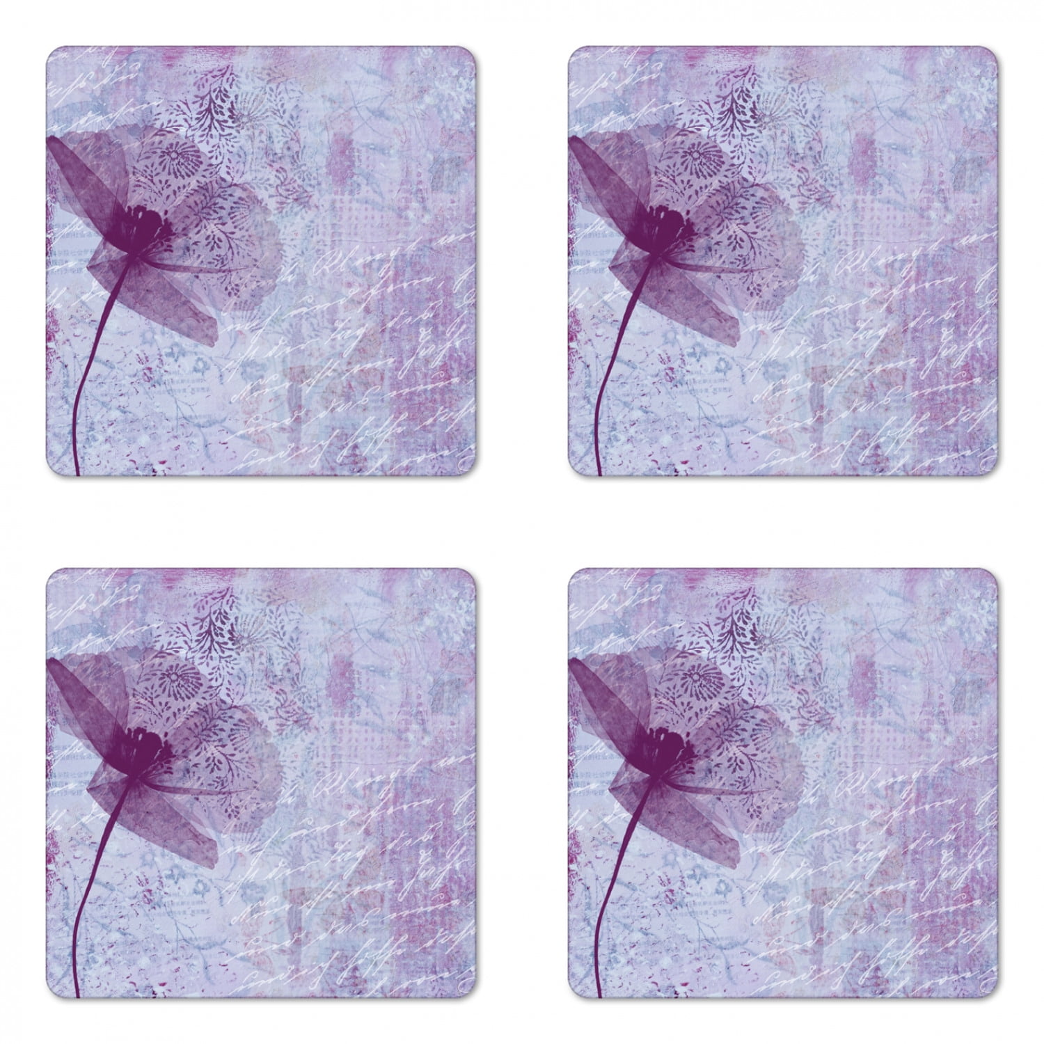 Poppy Coaster Set of 4, Poppy Flower Artwork with Poetry Pattern ...