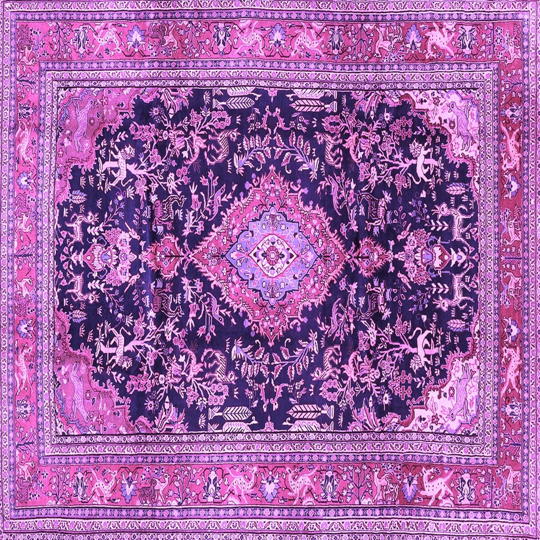 Ahgly Company Indoor Square Persian Purple Traditional Area Rugs, 6 ...