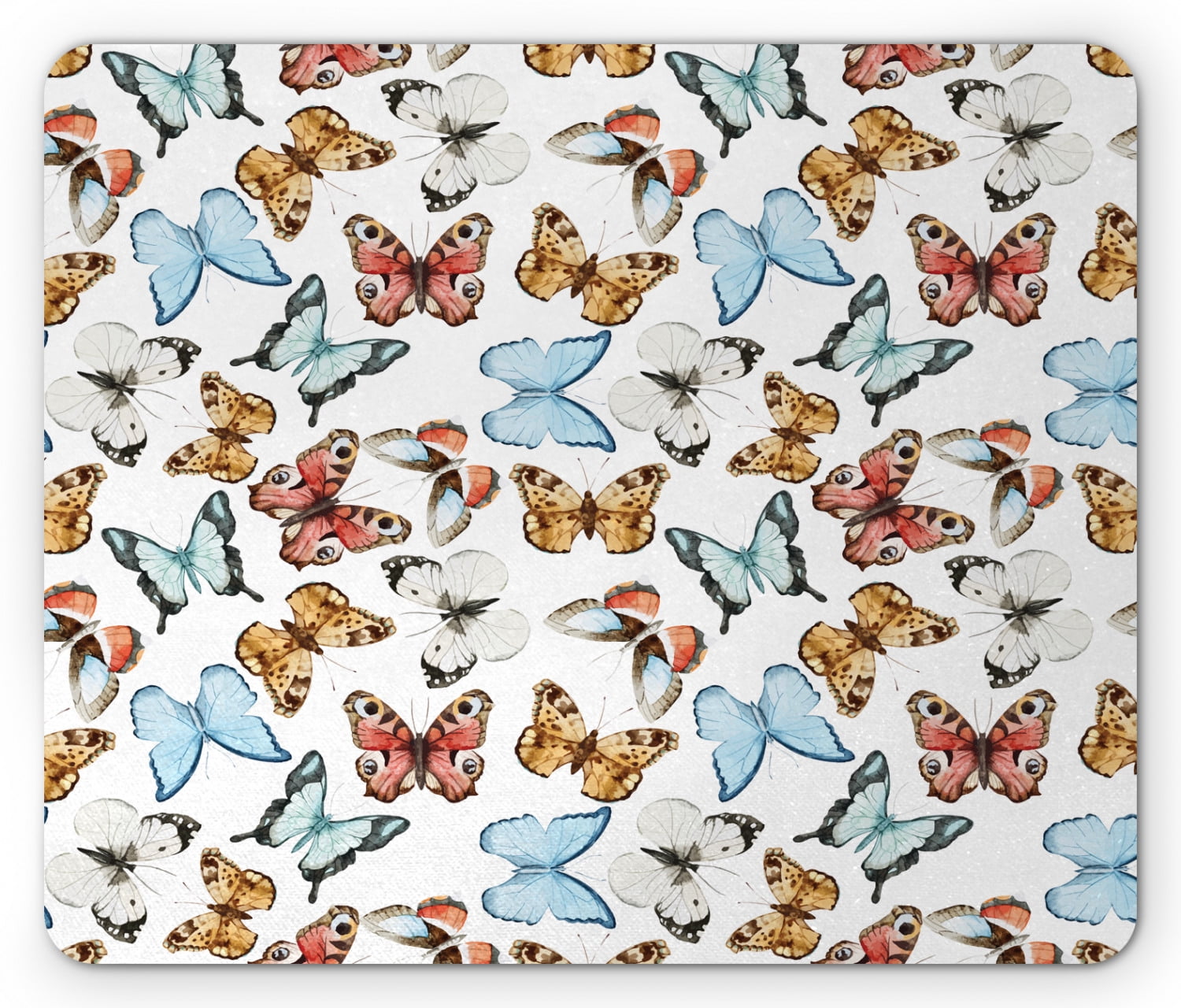 Butterfly Mouse Pad, Various Colorful Butterflies Watercolor Style Wild ...
