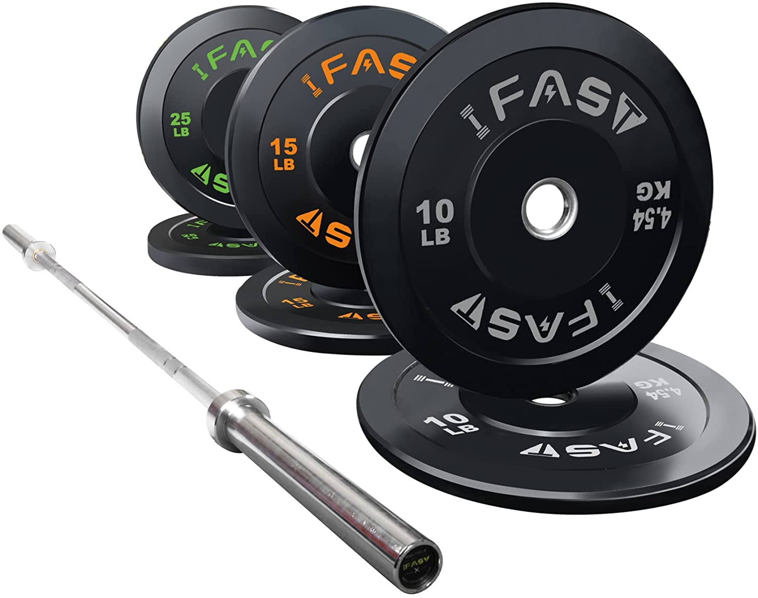 IFAST Home Gym Olympic Weight Set with 7Ft Olympic Barbell Bar, Bumper ...