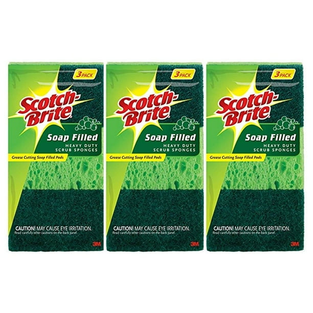 3M-300 Scotch-Brite Rescue Soap Filled Pads Scrub Sponges Heavy Duty ...