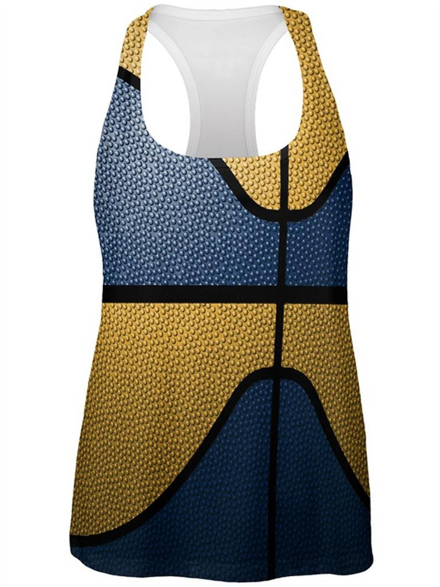 Championship Basketball Blue and Yellow All Over Womens Work Out Tank ...