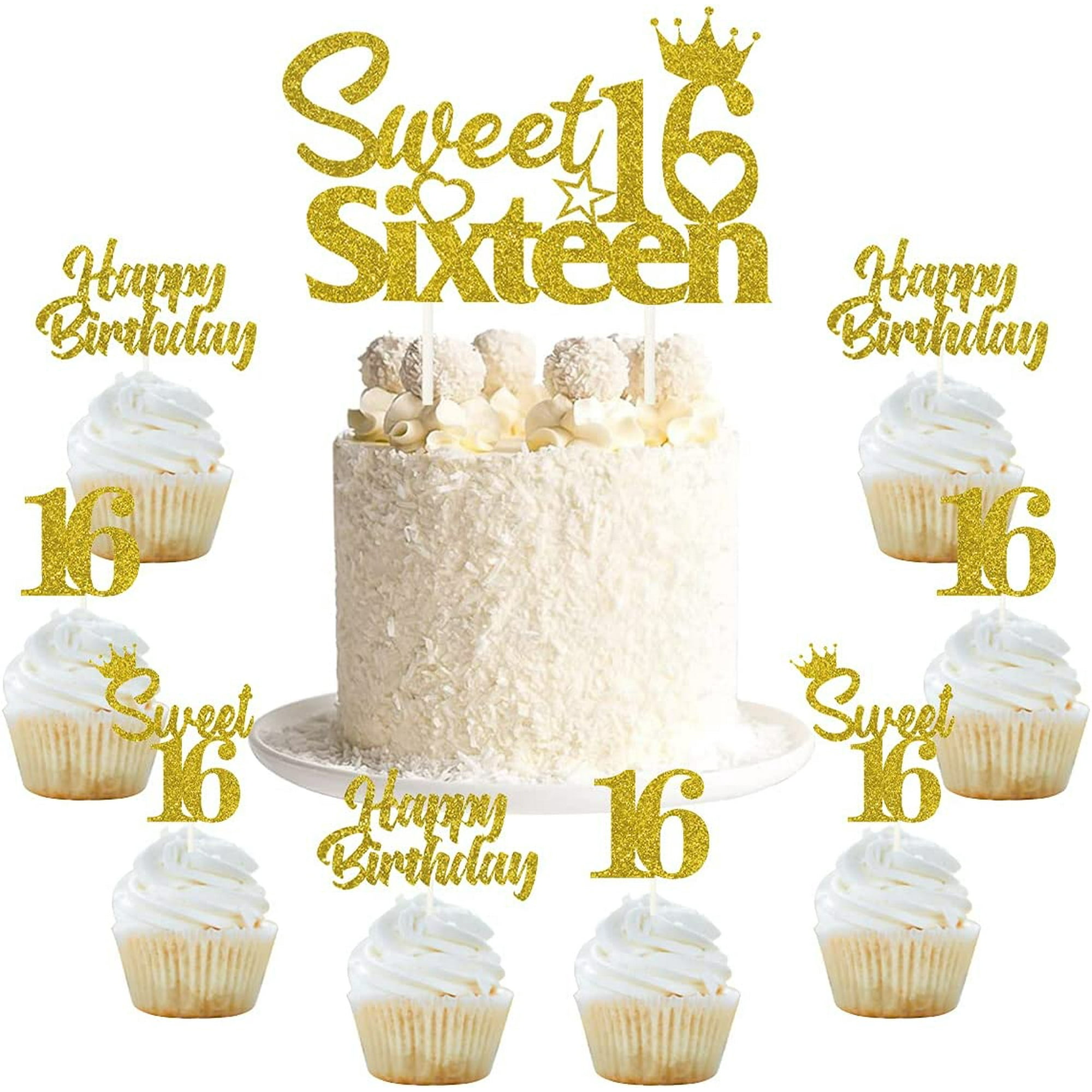 Sweet Sixteen Cupcake Toppers