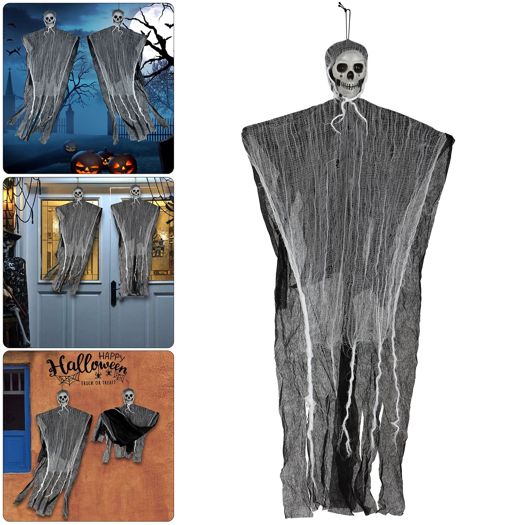 Luxtrada 3 Pack Halloween Hanging Ghost Decoration Skeleton Ghosts ...