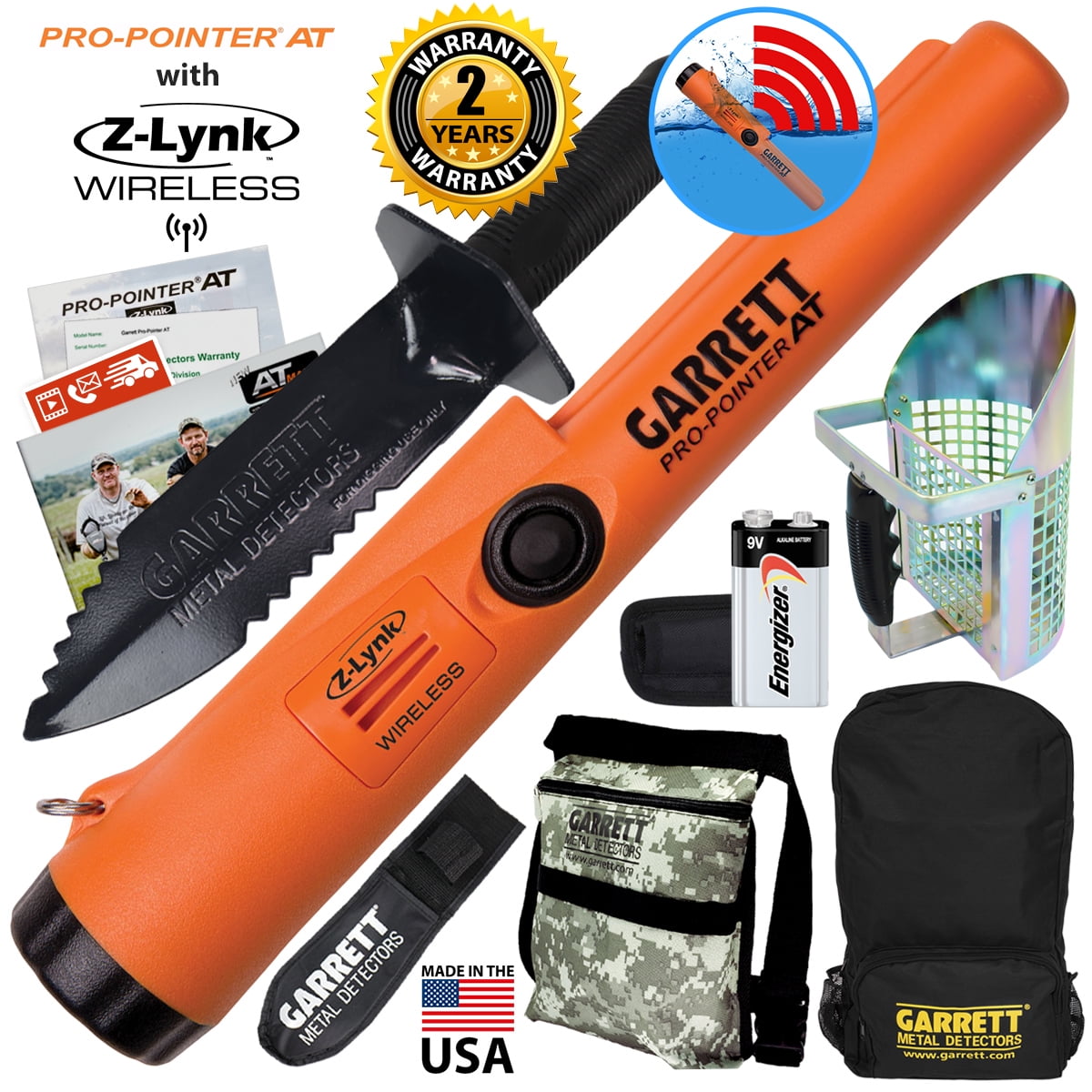 Garrett Pro-Pointer AT Z-LYNK Pinpointer w/ Pouch, Digger, Scoop and ...
