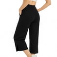 AKOEE Women's Capris Crossover High Waisted Stretch Straight Fit Capri ...