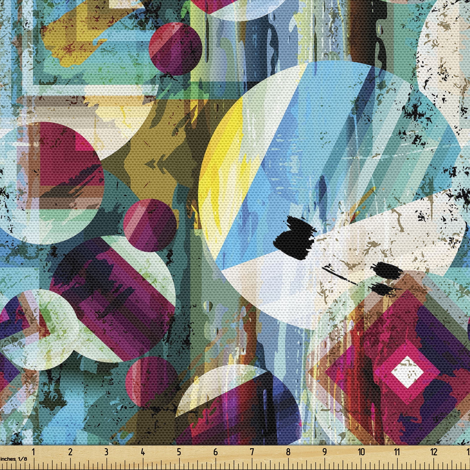 Modern Art Fabric by the Yard Upholstery, Vintage Geometric Shapes and ...