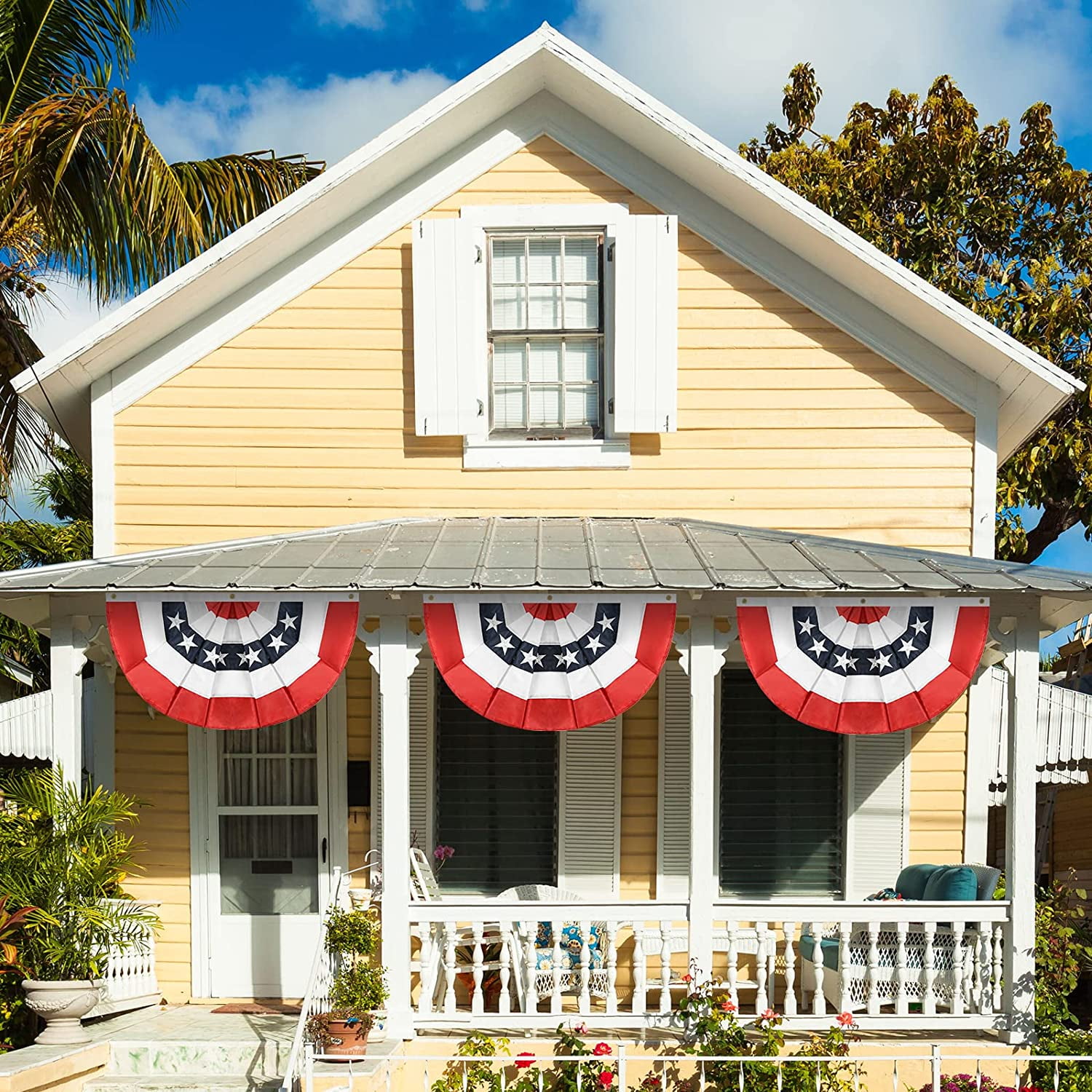 American Flag Bunting On House