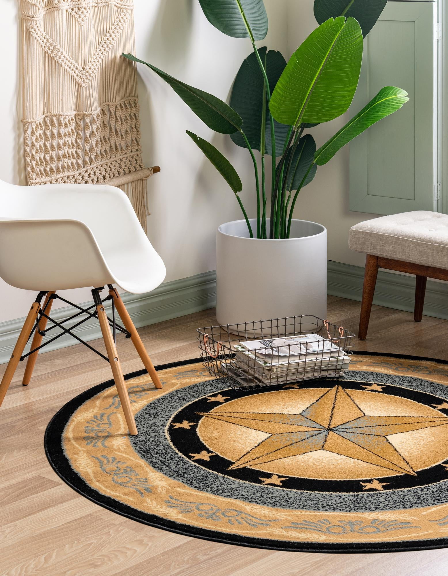 Rugs.com Pioneer Collection Rug – 5 Ft Round Blue Medium-Pile Rug ...