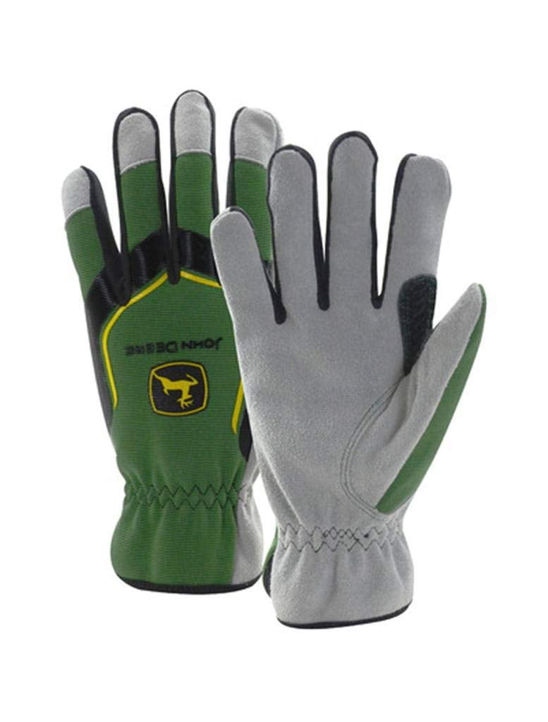 John Deere Men's XL Split Cowhide Leather Green Work Glove JD00035-XL ...