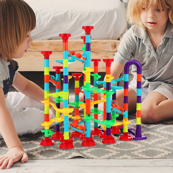 Hape Quadrilla Stack Track Bucket Wooden Marble Run Construction, 90 ...