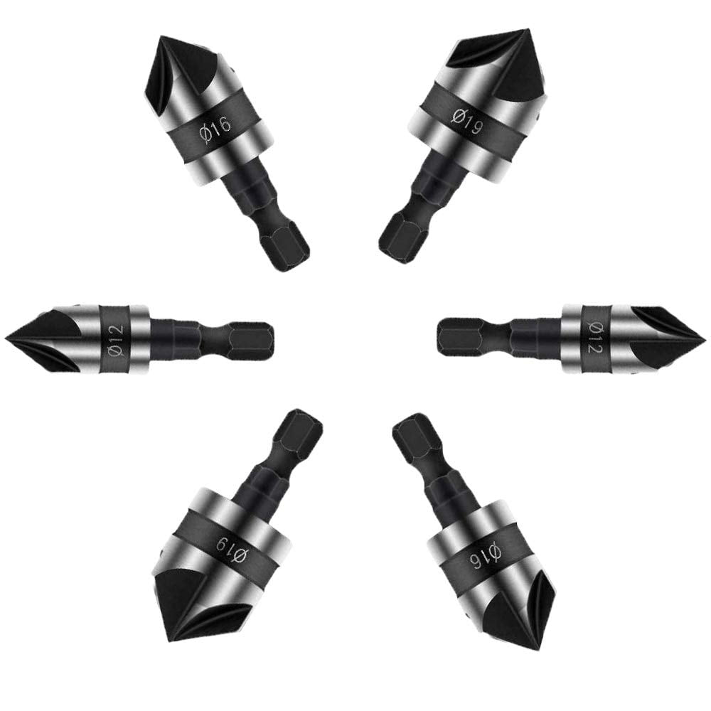 90 Degree Chamfer Cutter, 6 Pieces 5 Flute Chamfer Cutter, Hss Taper ...