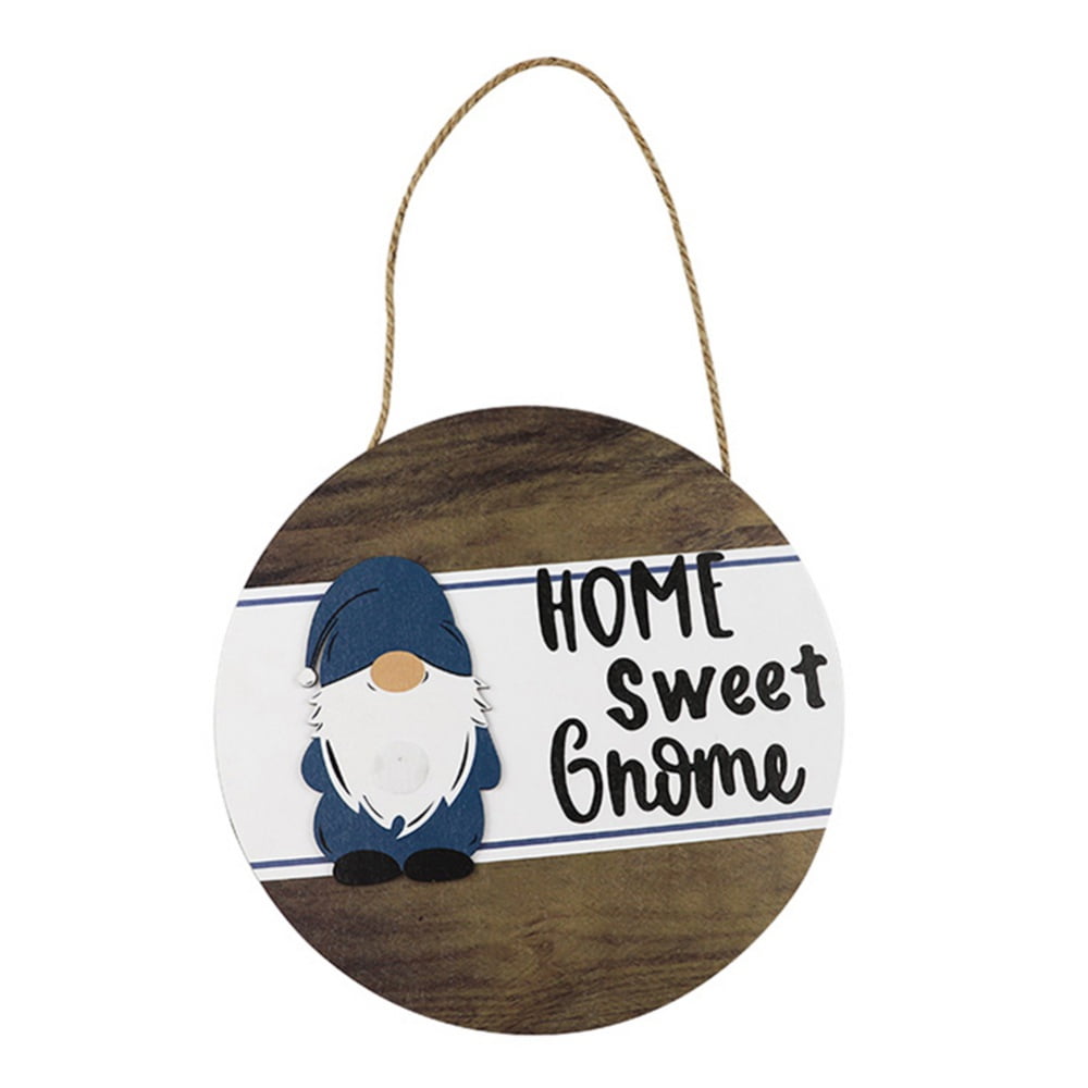 Welcome Sign Seasonal Gnome Sweet Home Gnome for Front Door Round Wood ...