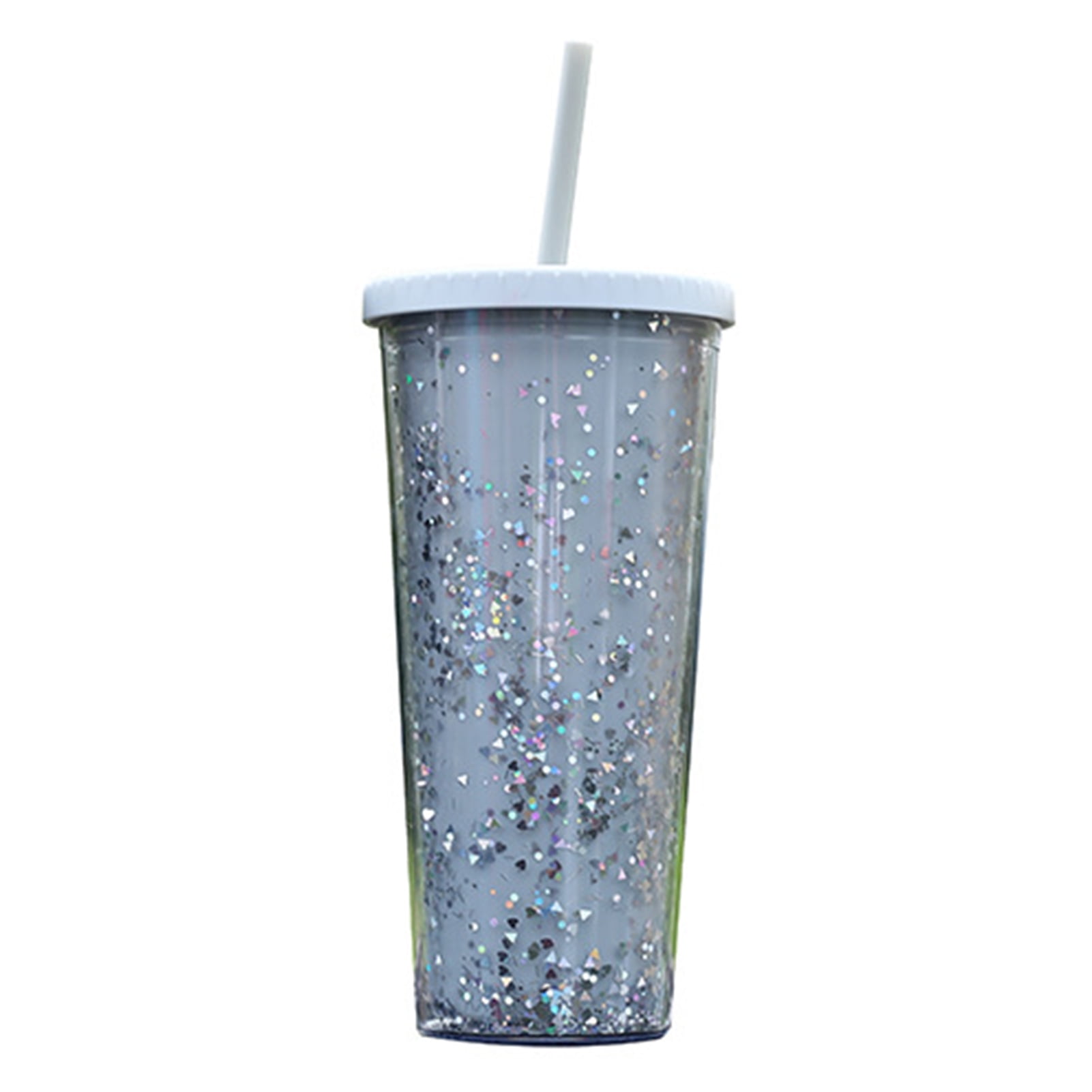 FaLX 24oz/710ml Glitter Water Cup with Straw - Double Wall Wavy Edge ...