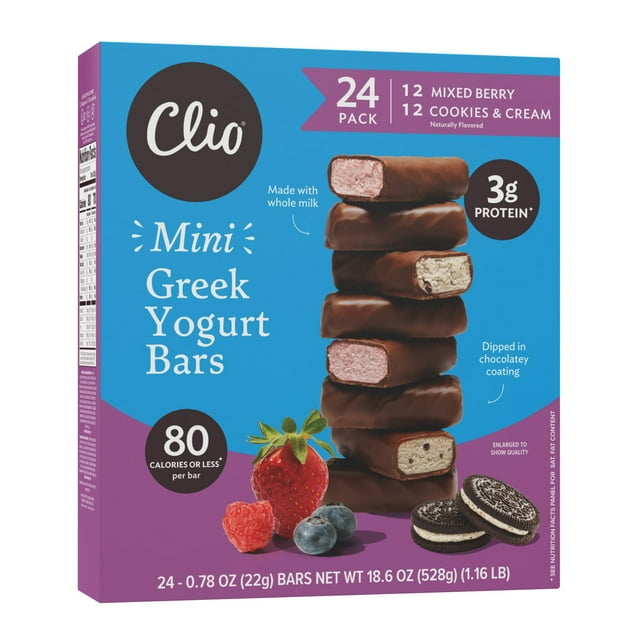 Clio Greek Yogurt Mini Bars, Variety Pack, 24 ct. - Samsclub.com
