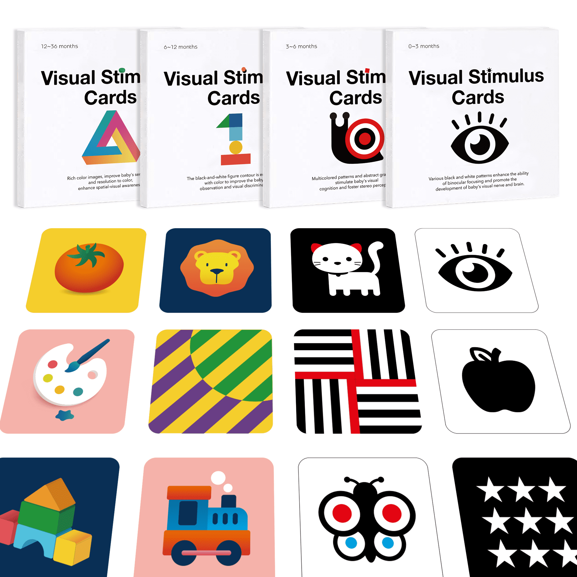 Toys & Games High Contrast Flashcards in Black Red 20 Designs Bright ...