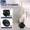 6 Pcs Rubber Toilet Plunger with Double Thrust Force Suction Cup Long ...