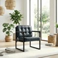 AFO Mid-Century Modern Accent Chair, Upholstered Leather Armchair with ...