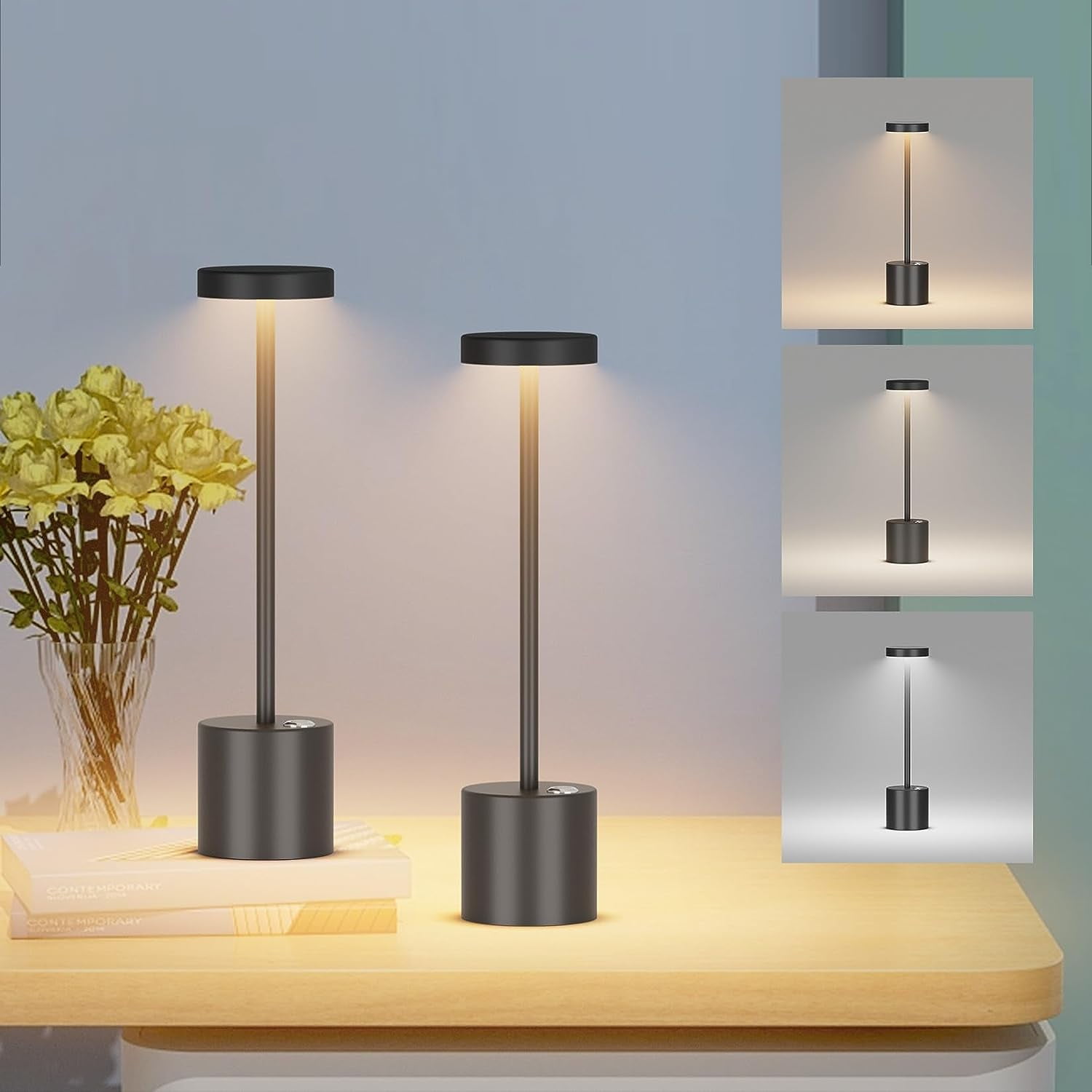 SHMAMT 2 Pack LED Rechargeable Dimmable Table Lamp 3000k-6000k, IP54 ... SHMAMT 2 Pack LED Rechargeable Dimmable Table Lamp 3000k-6000k, IP54 ...