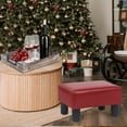 15" Faux Leather Seat Footstool Small Ottoman for Foot Rest, Square ...