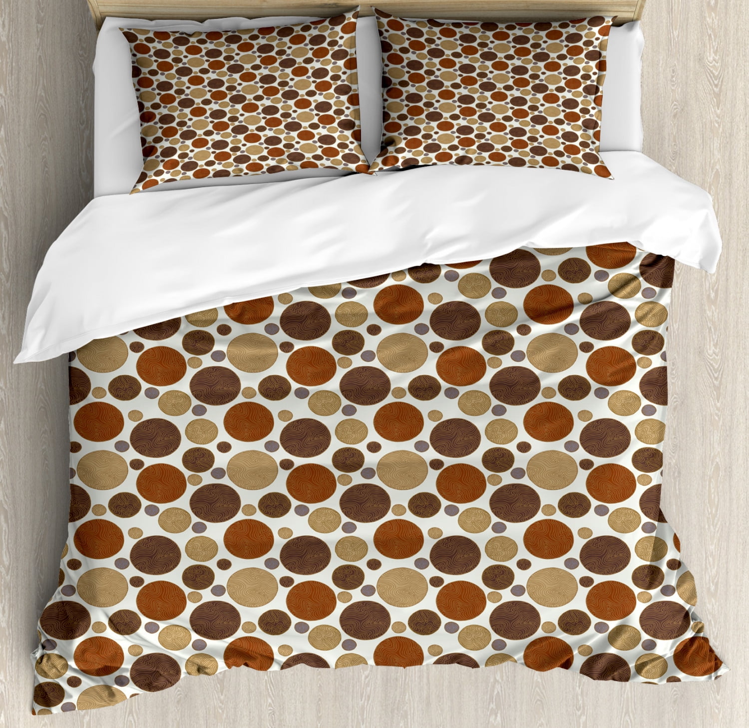 Dots King Size Duvet Cover Set, Doodle Circle Shapes in Different Sizes ...