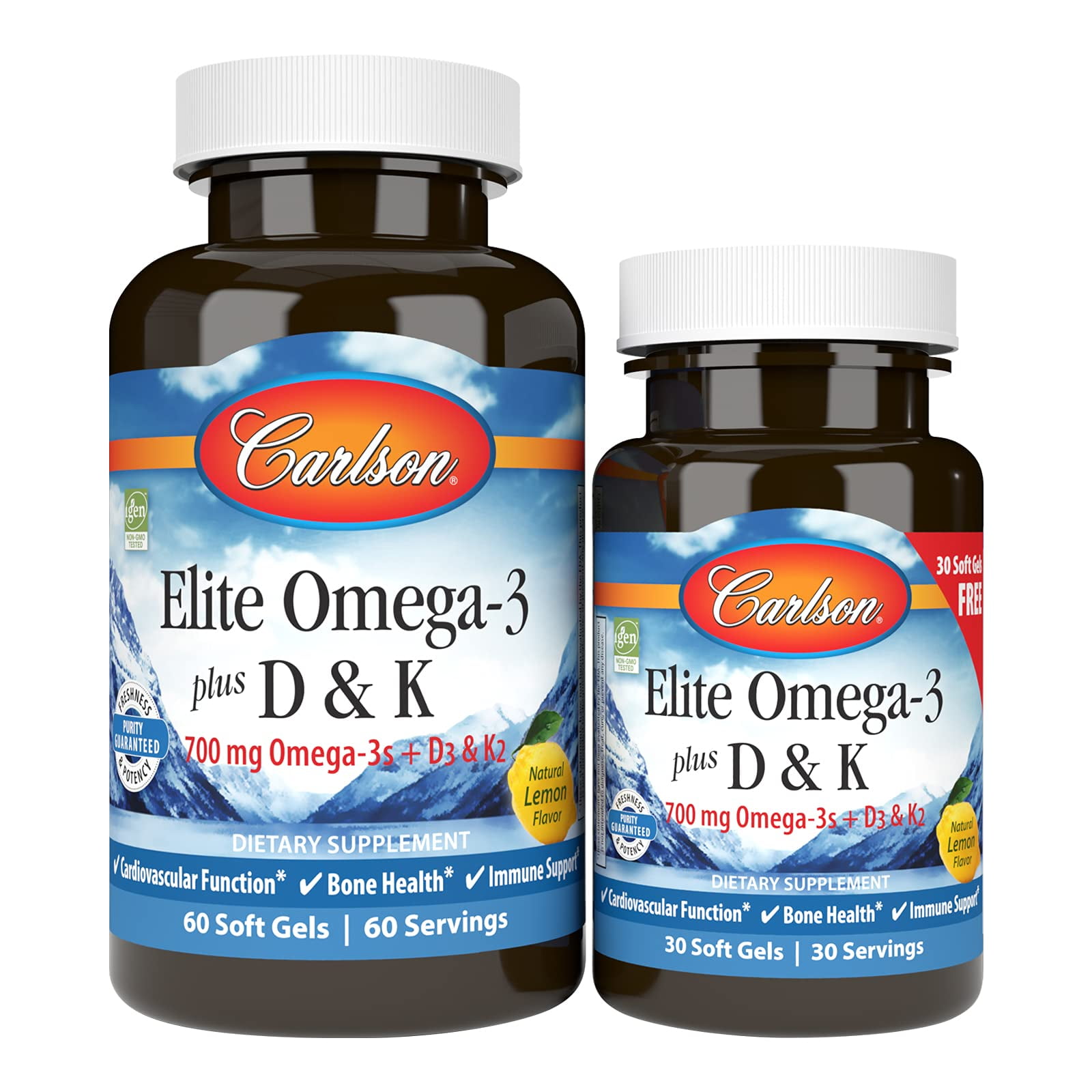 Suplemento Carlson Elite Omega-3 Plus D & K 700 mg de limón | Walmart ...