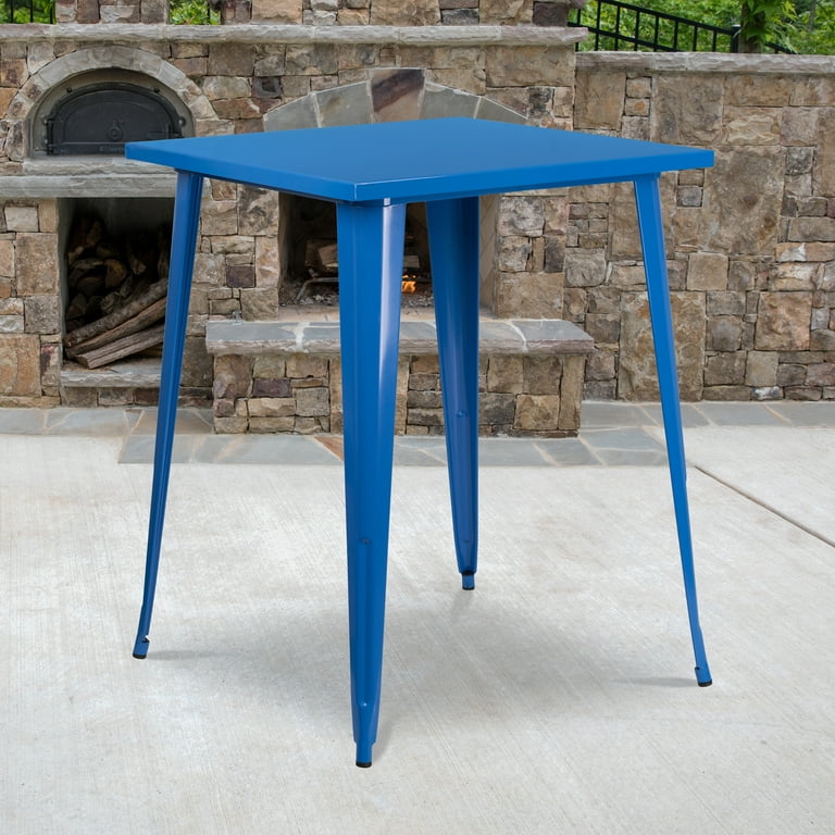 Blue metal outdoor table store