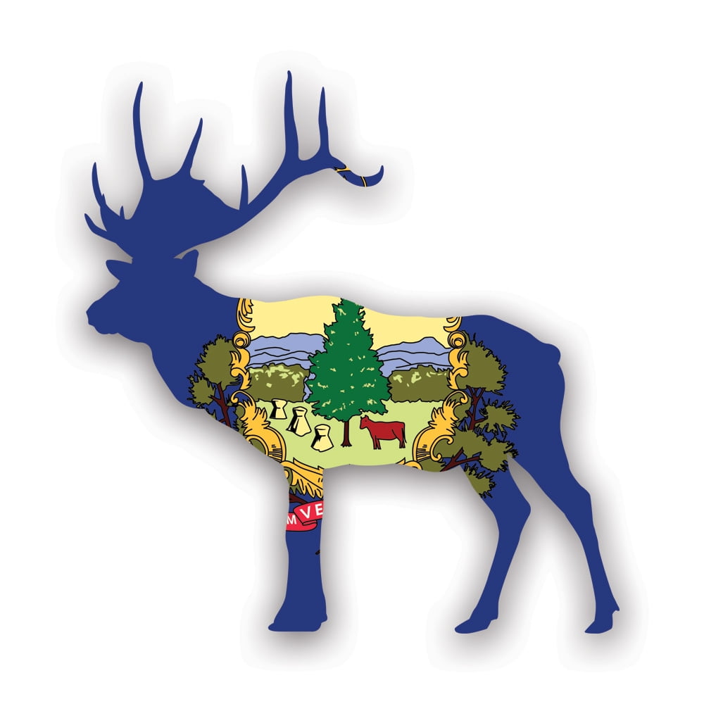 Vermont Deer Shaped Flag Sticker Decal - Self Adhesive Vinyl ...