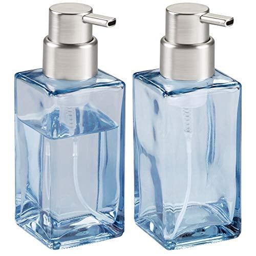 Mdesign Modern Square Glass Refillable Foaming Hand Soap Dispenser Pump