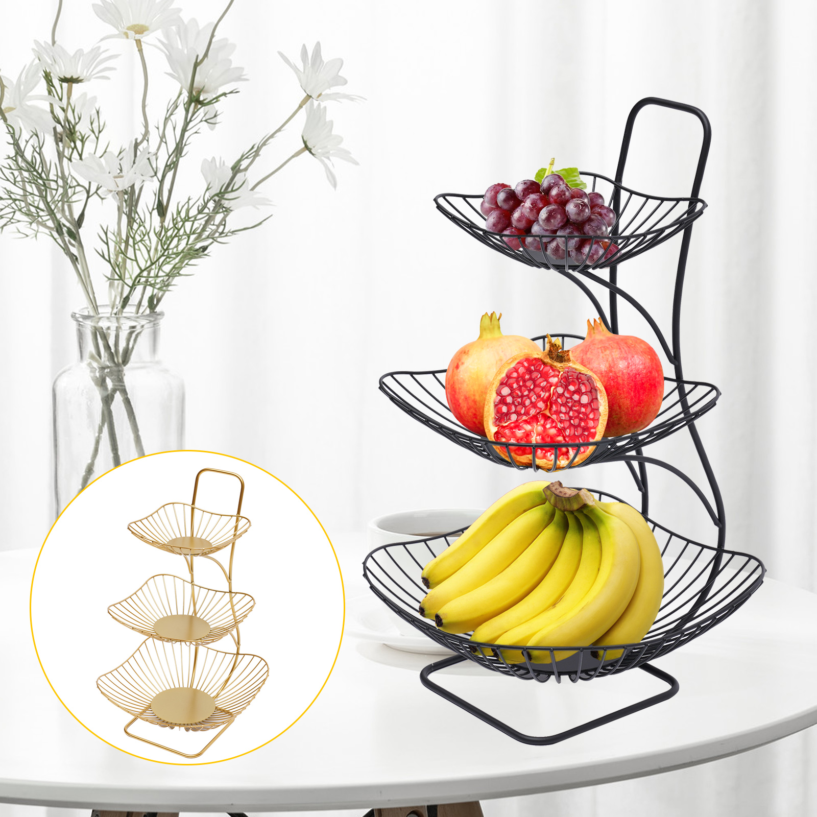Miumaeov 3-Tier Fruit Cupcake Stand Cake Stand Macaron Plate Cakes ...