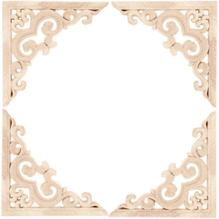4pcs Wood Carving Decal Corner Inlay 11x11cm/4.33"x4.33 For Cabinet ...
