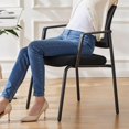 Black Stackable Leather Guest Chairs 2 Pack With Mesh Back And Padded ...