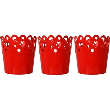 Valentine's Heart Shaped and Slotted Baskets with Handles, 6.875x8.25x5 ...