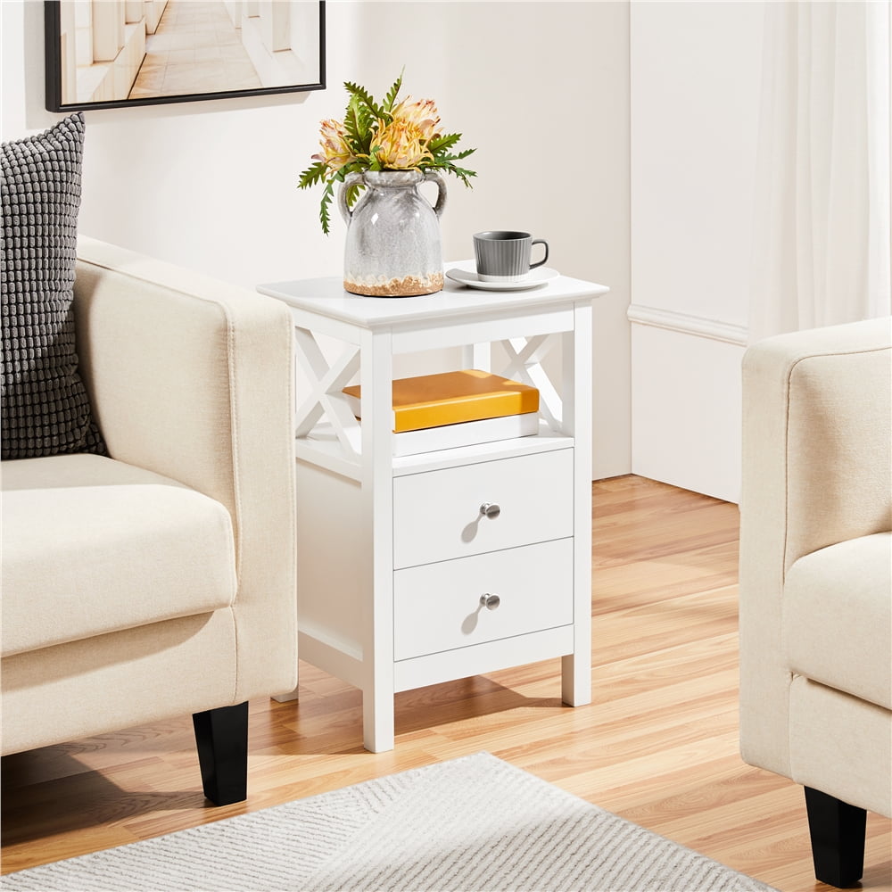 Click here for Yaheetech Farmhouse Bedside Table With 2 Drawer An... prices