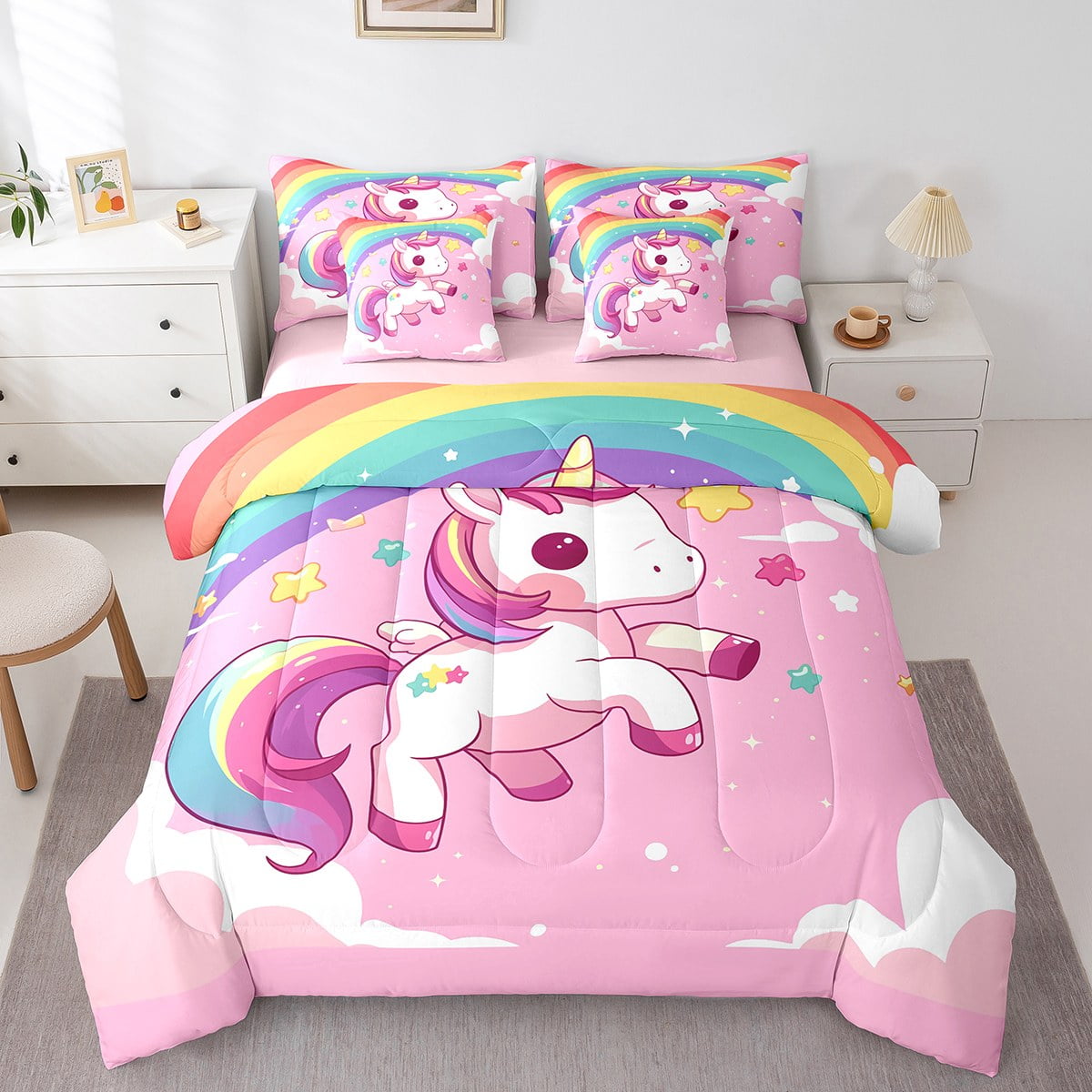 Click here for Erosebridal Pink Unicorn Bedding Sets Queen Size... prices