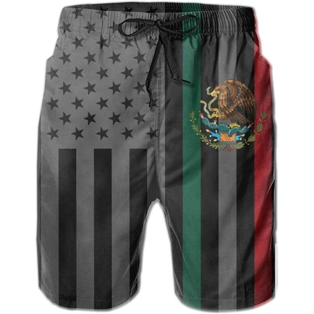 Men's Beach Shorts American Mexico Flag 3D Printed Swim Trunks Quick ...